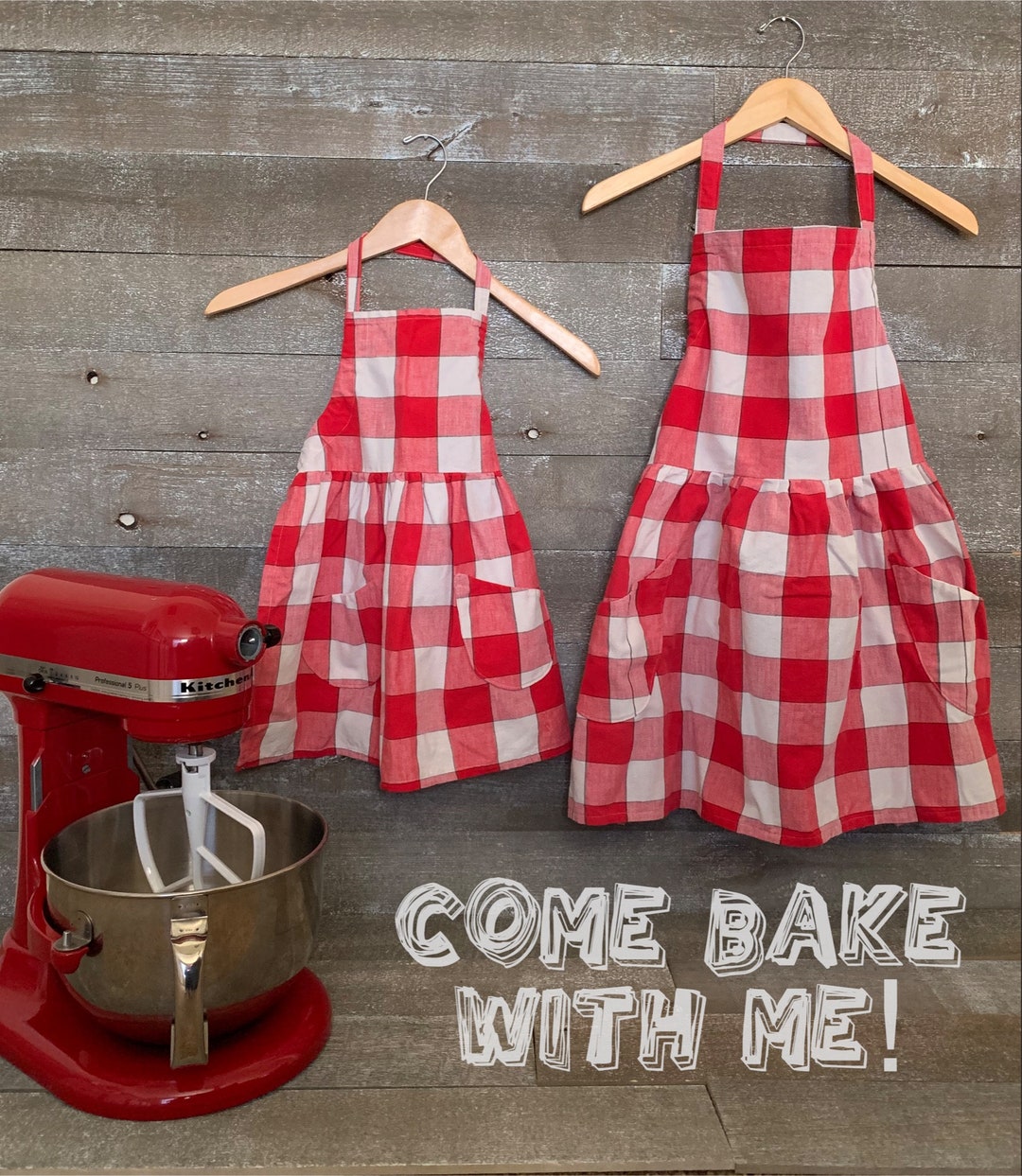 Red and White Checkered Kids Apron - Etsy