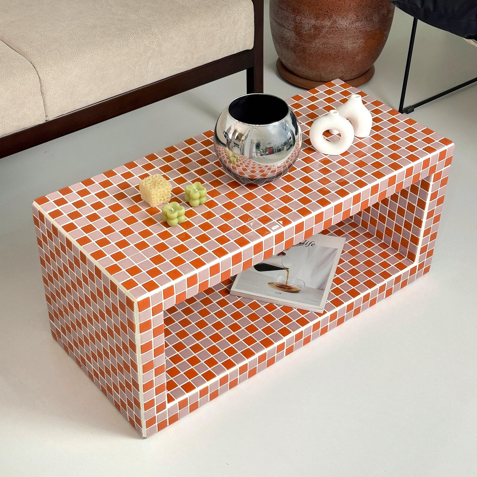 Tiled Coffee Table/shoe Rack, Shoey L - Etsy