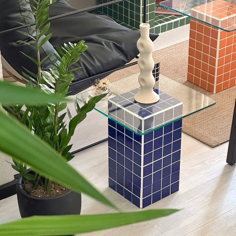Tiled Glass Side Table Lucent - Etsy