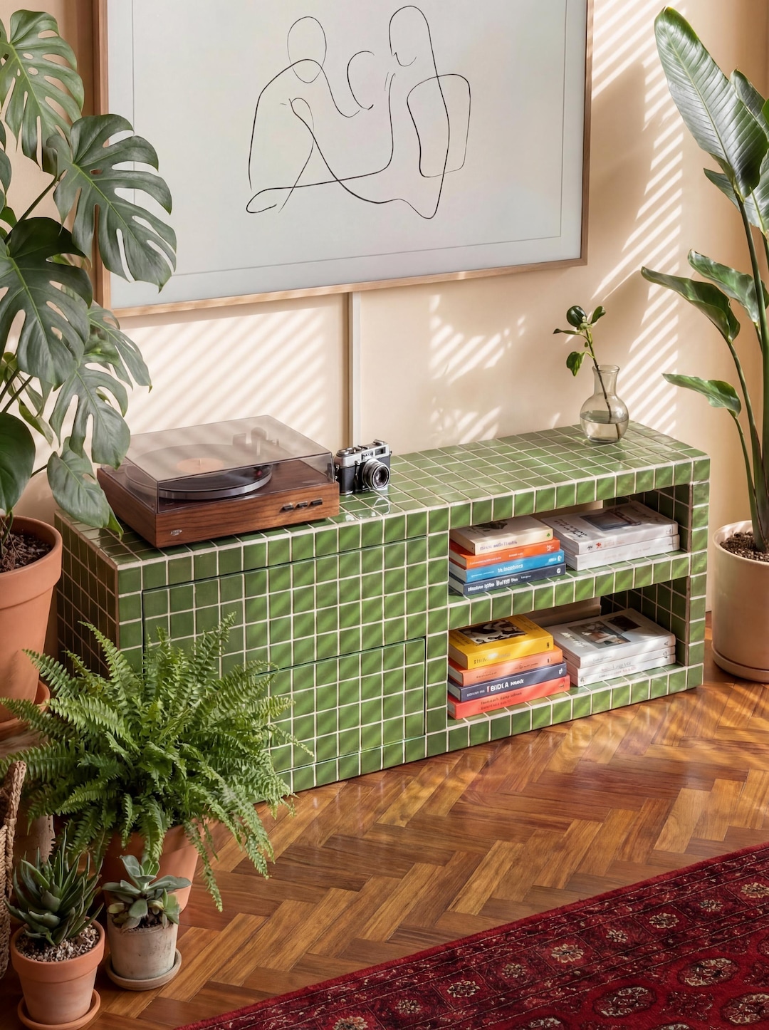 Tiled TV Stand With Drawers, Fun - Etsy