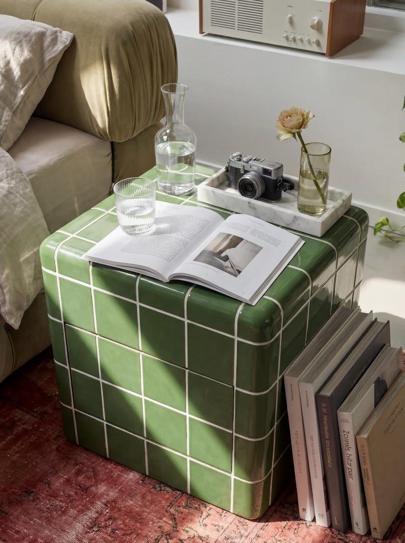 Tiled Nightstand With Drawer, Mellow - Etsy Australia