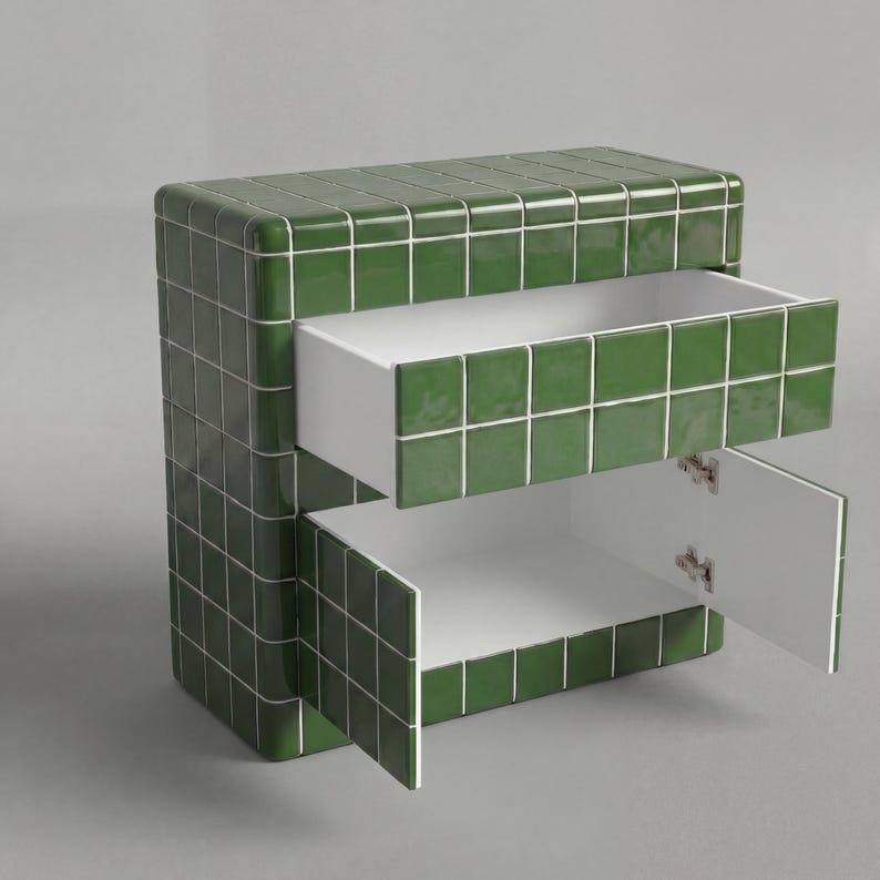 Tiled Console With Doors and Drawer, Mellow - Etsy