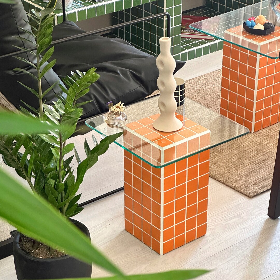 Tiled Glass Side Table, Lucent - Etsy