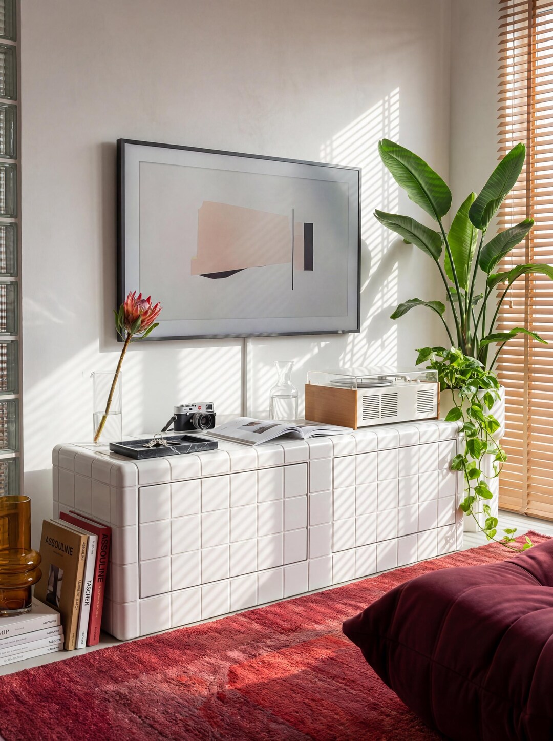 Tiled Tv Stand With Drawers, Mellow - Etsy