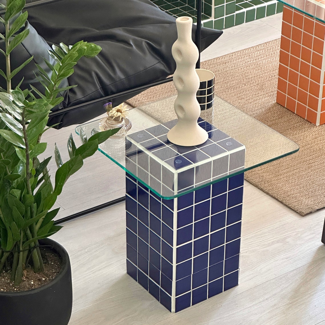 Tiled Glass Side Table Lucent - Etsy