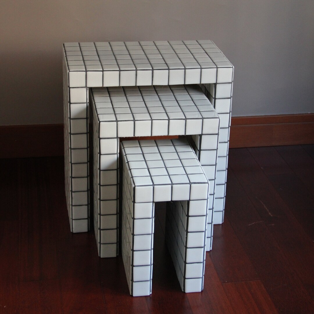 Tiled Side Tables, Trio - Etsy