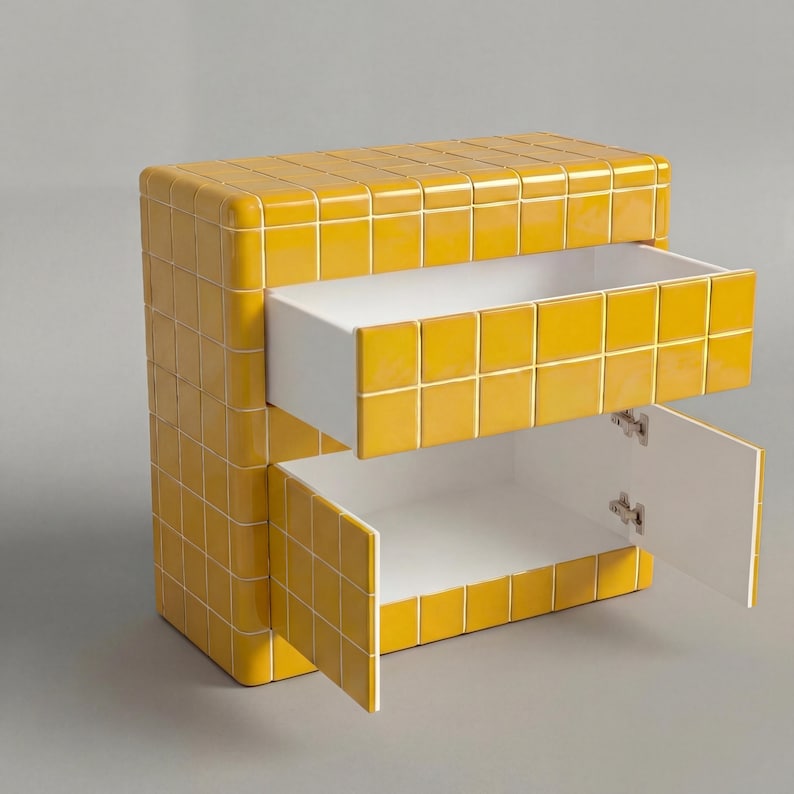 Tiled Console With Doors and Drawer, Mellow - Etsy