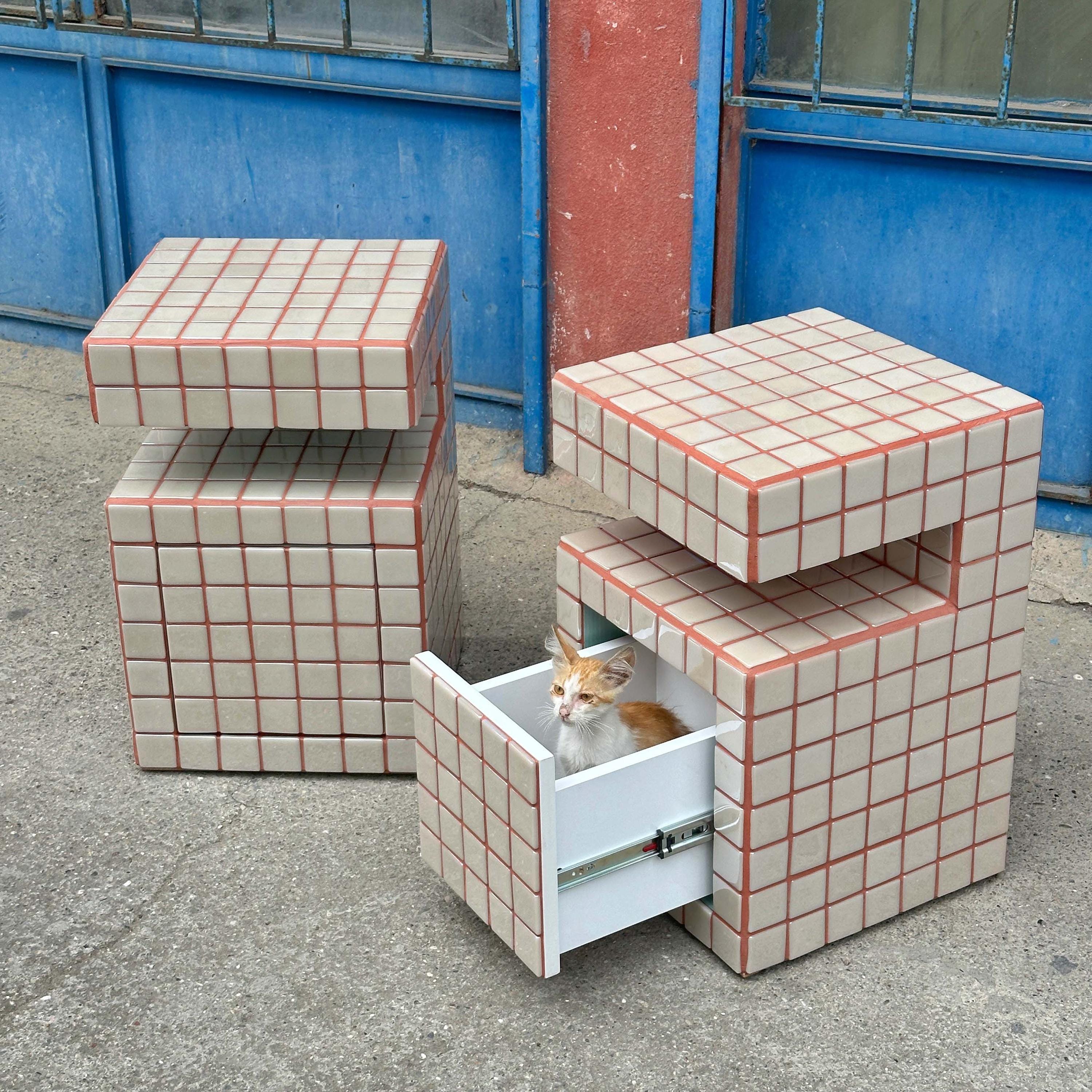Tiled Nightstand With Drawer, Minima L - Etsy