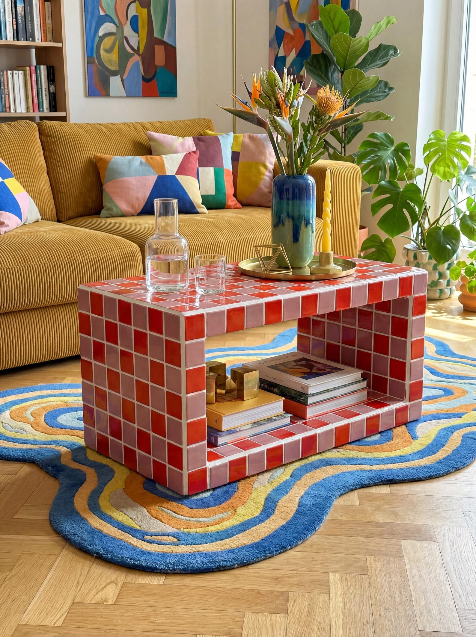 Tiled Coffee Table/shoe Rack, Shoey L - Etsy