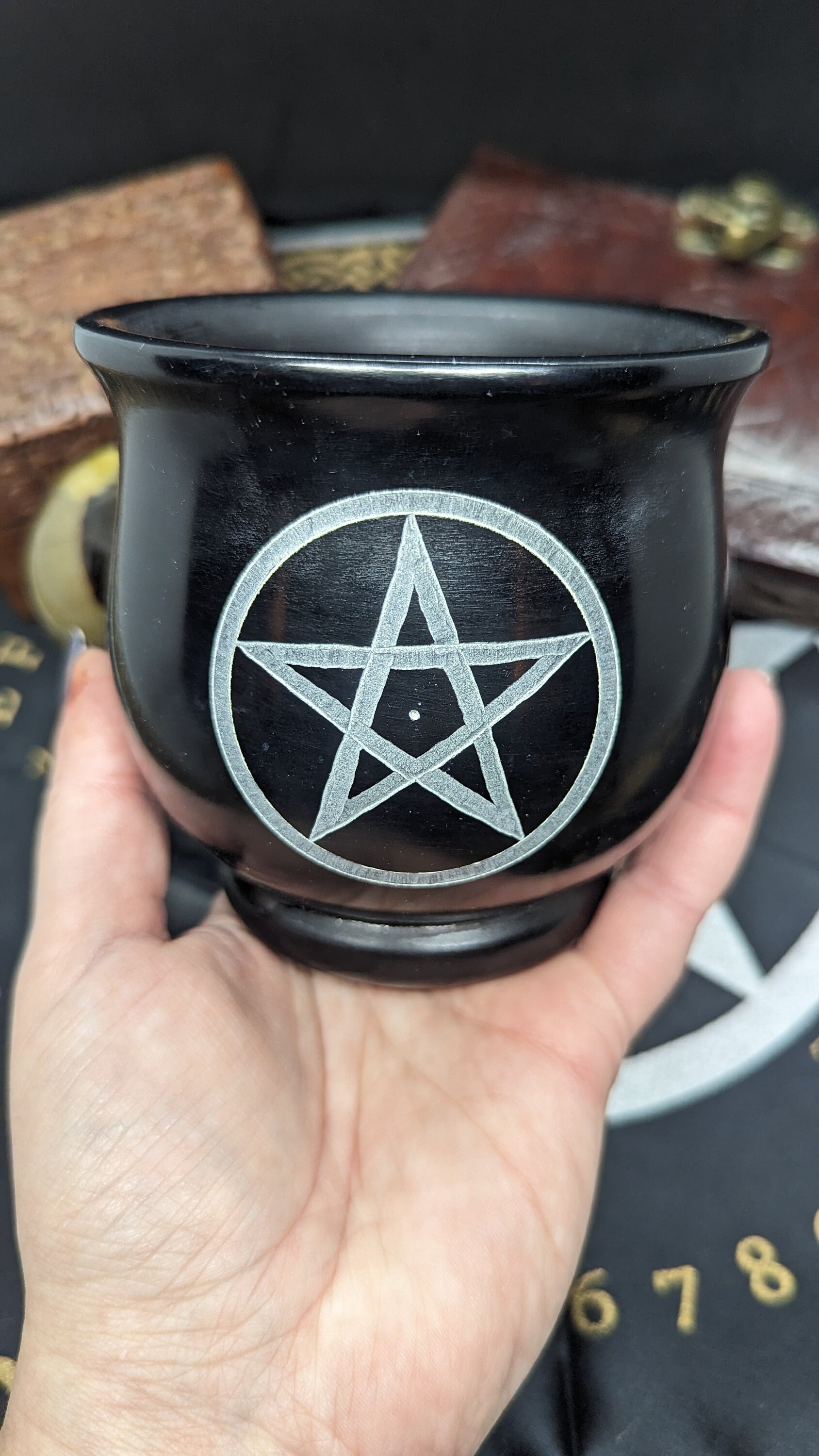 Black Pentagram Mortar and Pestle Mortar Pestle, Altar Tools, Wiccan ...