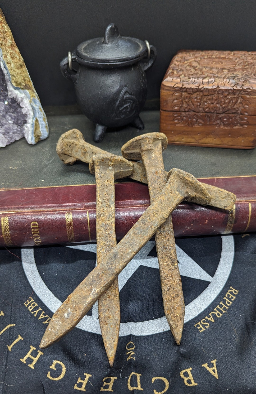 Set of 4 Rusty Railroad Spikes Home Protection - Etsy