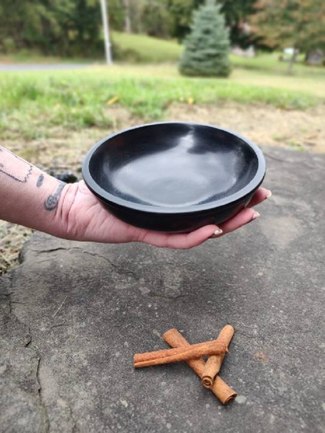 Seer's Black Scrying Bowl Stone for Divination, Water Scrying, Shallow ...