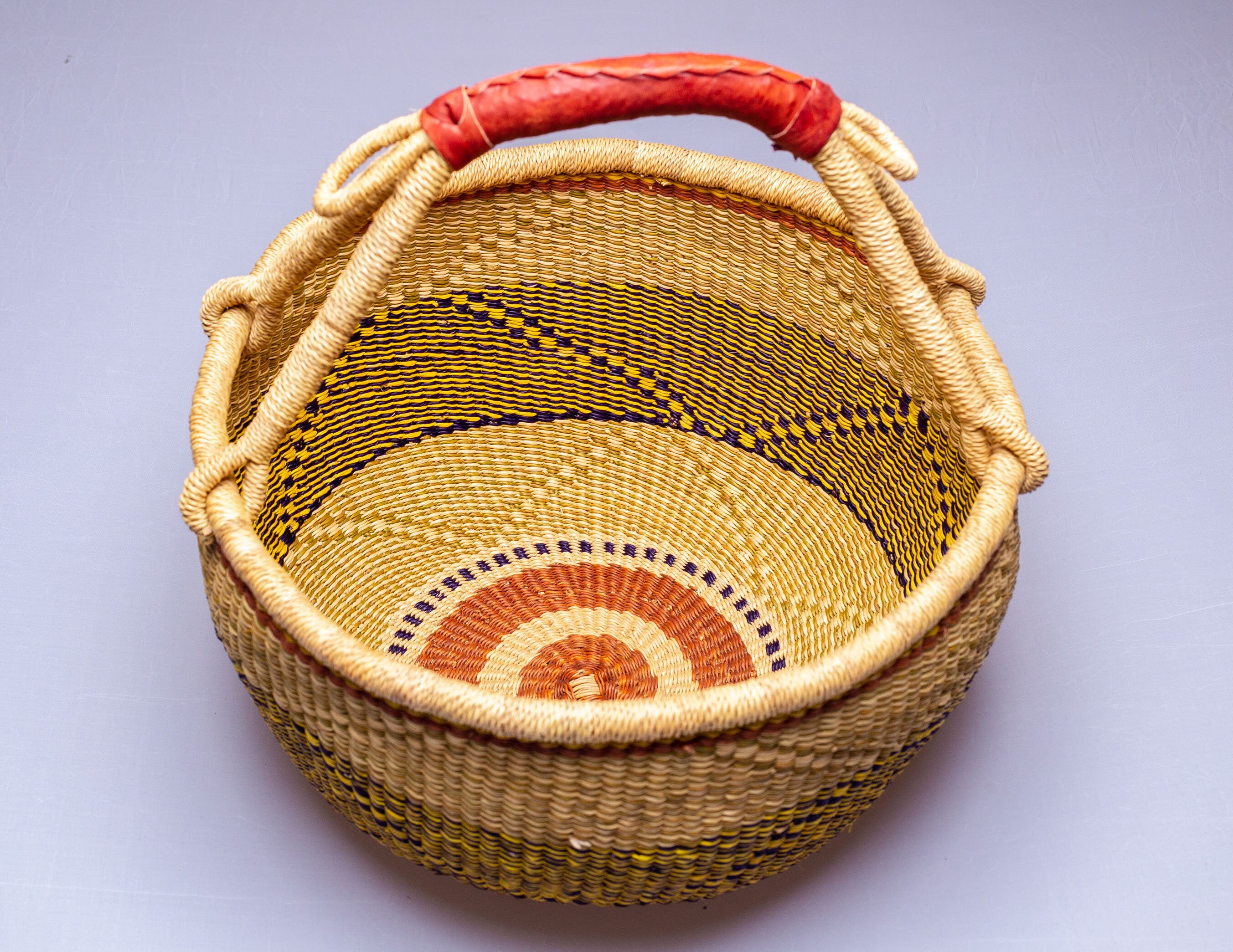 Handmade in Ghana Bolga Basket Large Bolgatanga Round Storage Multi ...