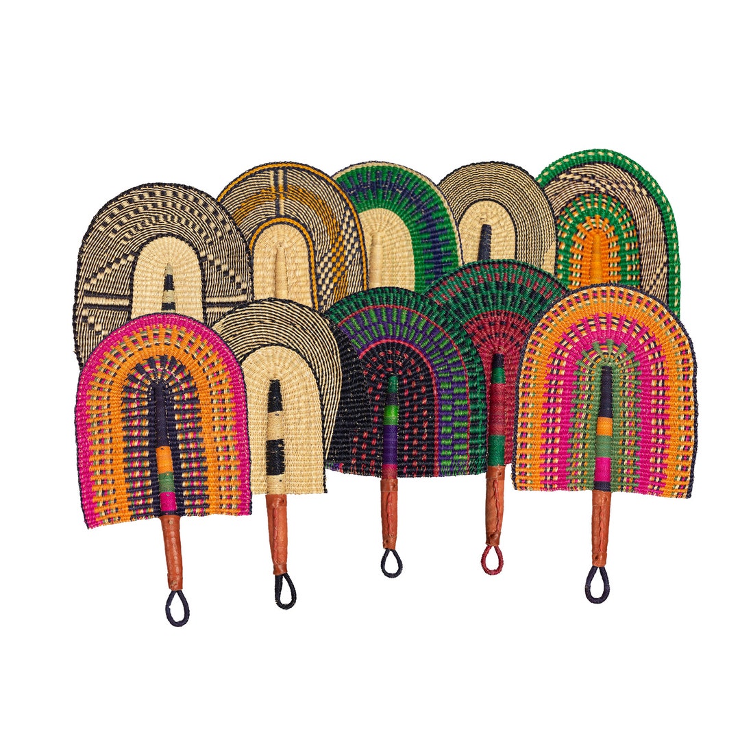 Elegant and Handmade: One African Handheld Fan From Ghana 17-20" With ...