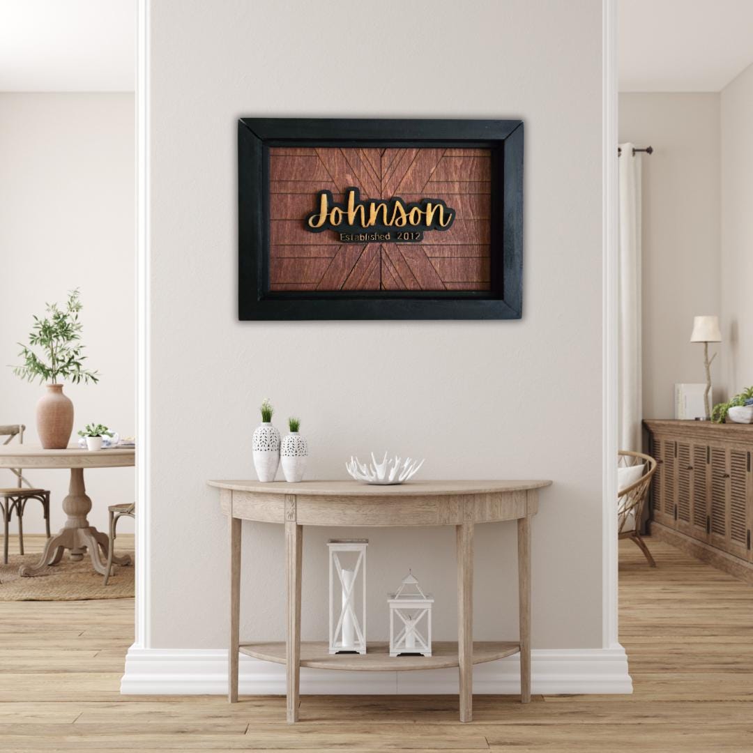 Family Mosaic Sign, Personalized Wood Sign, Wood Mosaic, Family Name ...