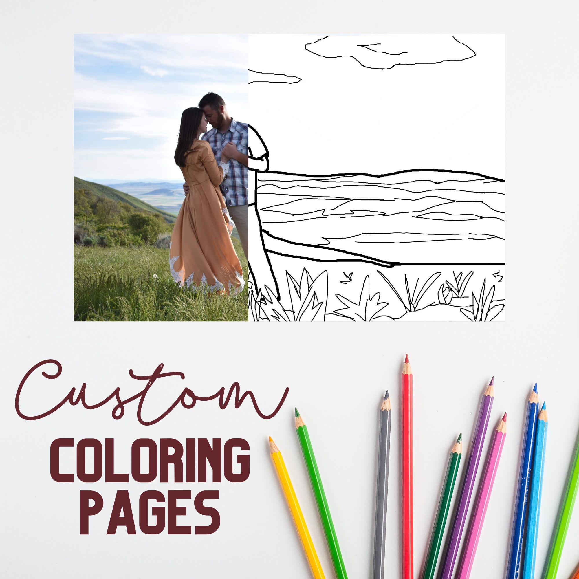 Custom Coloring Page, Personalized Coloring Page, Digital Portrait ...