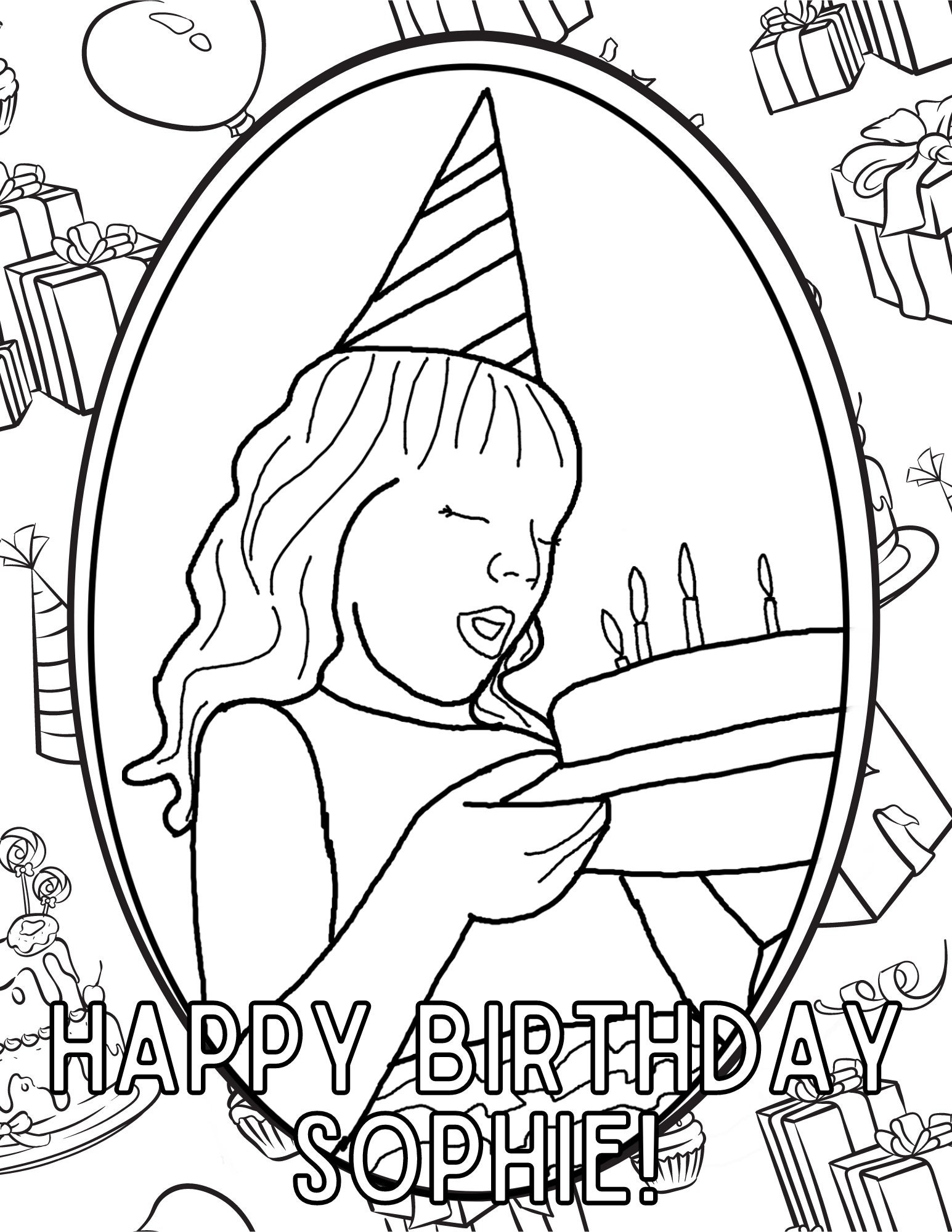 Custom Birthday Coloring Page, Custom Coloring Page, Digital Portrait ...