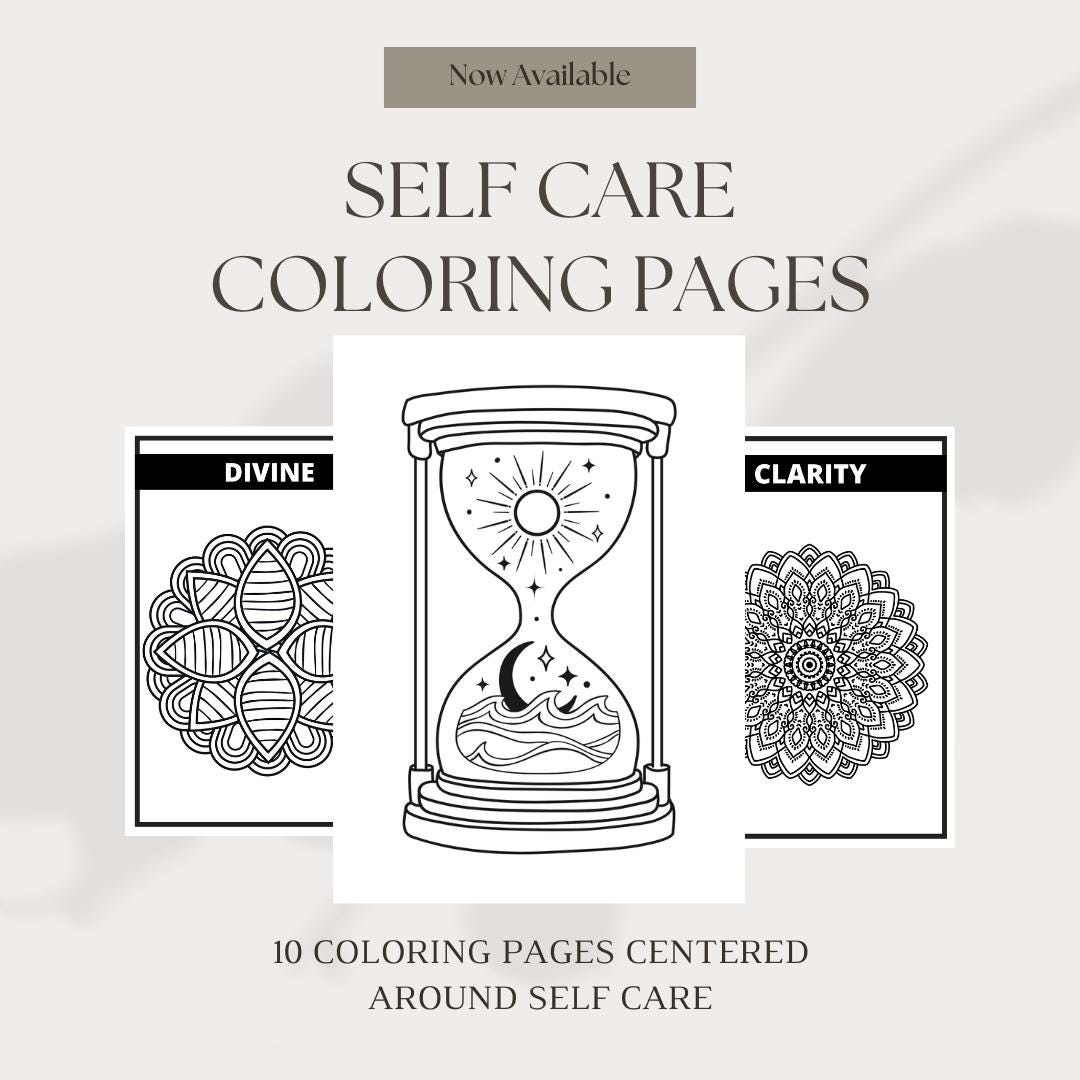 Self Care Coloring Pages, Printable Mindfulness & Relaxation Coloring ...
