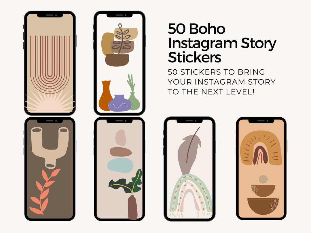 50 Instagram Story Stickers, Instagram Abstract Story Stickers, Boho ...