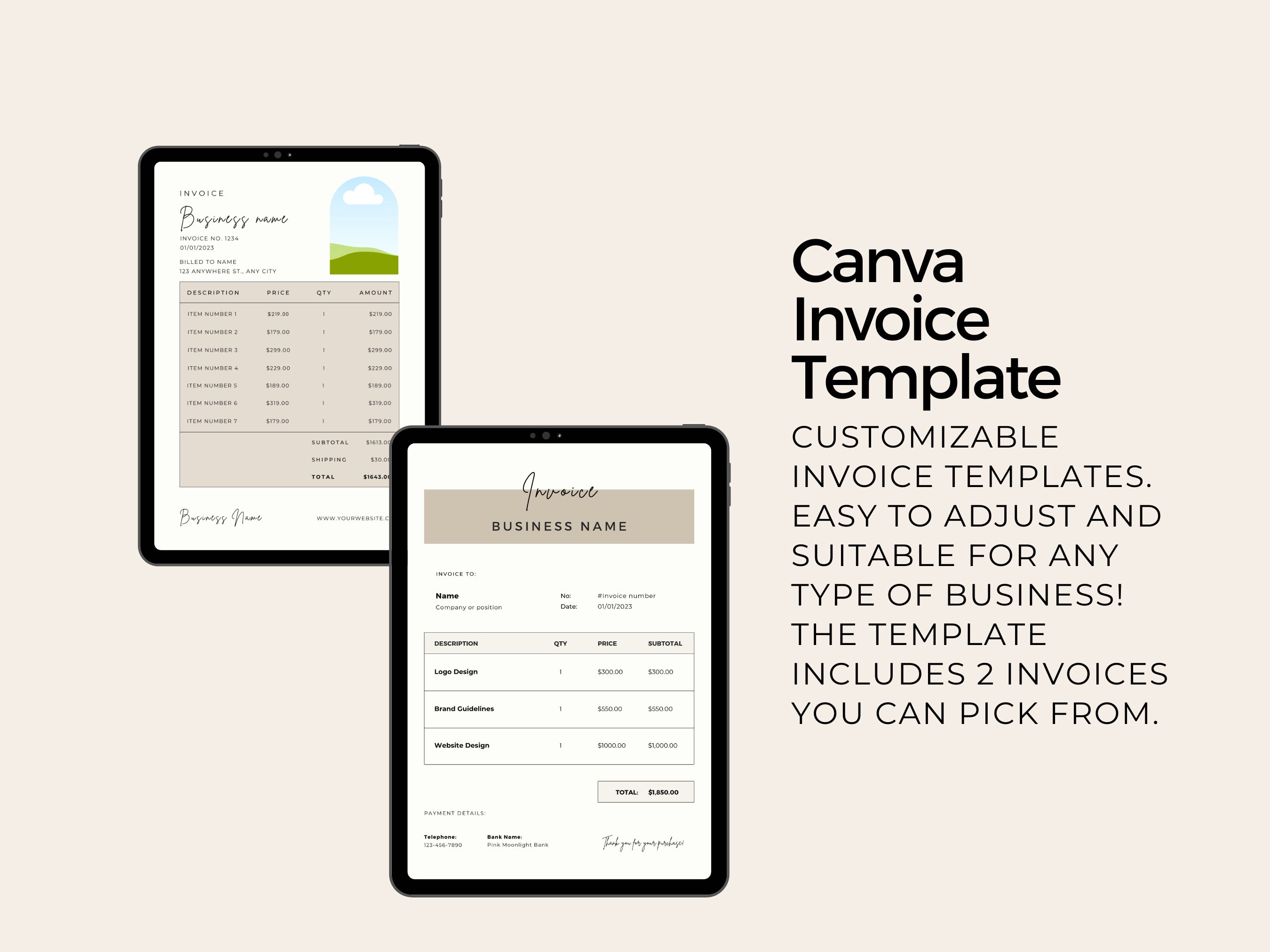 Canva Business Invoice Template, Invoice Template Download, Canva ...