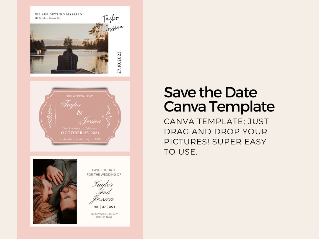 Save the Date Canva Template, Wedding Save the Date Canva Template, Canva Save the Date - Etsy