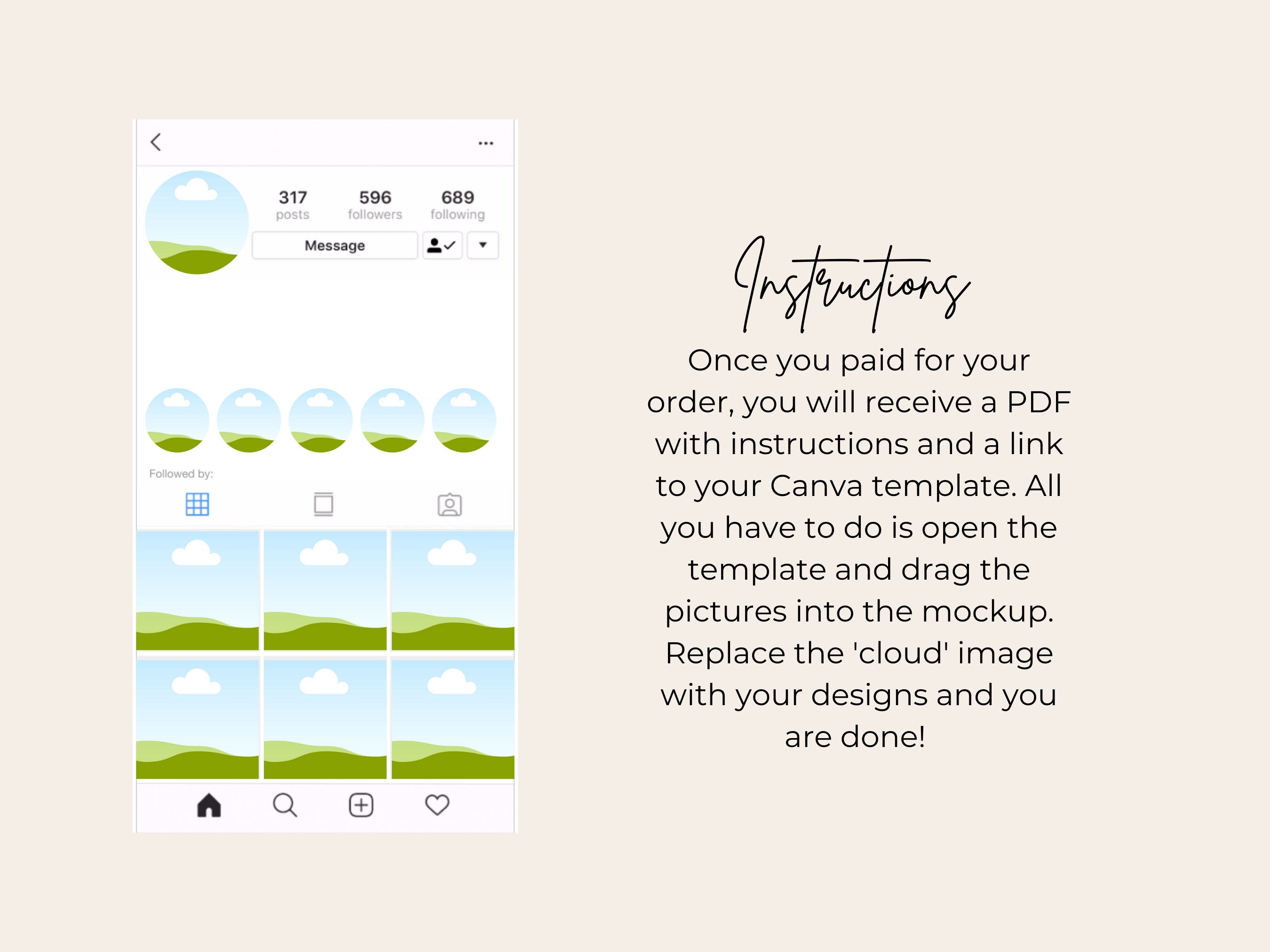 Instagram Profile Mockup Template | Editable Canva Template for Social ...