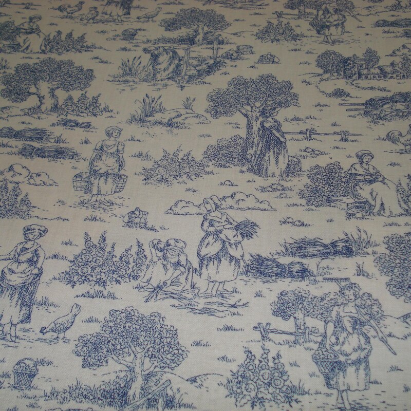 Blue Toile Fabric - Etsy