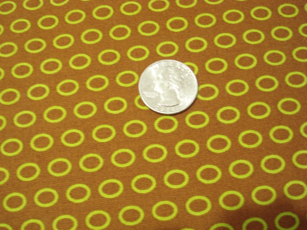 Caramel Colored Fabric With Gold Ovals/vintage/quality 100% Cotton ...