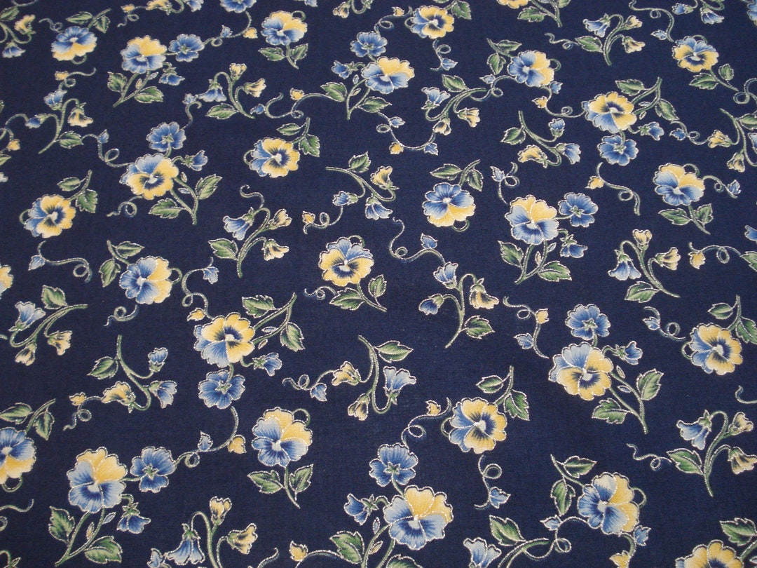 Vintage Pansy Fabric/faye Burgos/marcus Brothers Textiles/silver ...