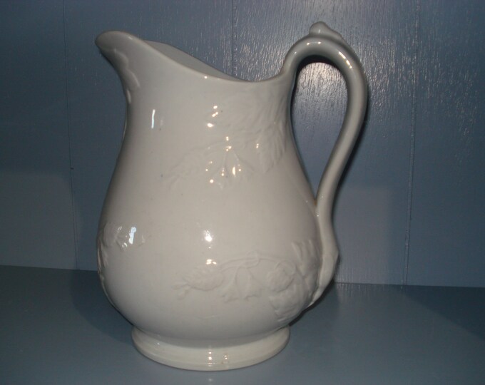 Vintage J. G. Meakin Ironstone Pitcher/embossed/fuchsia Design/10 Inch ...