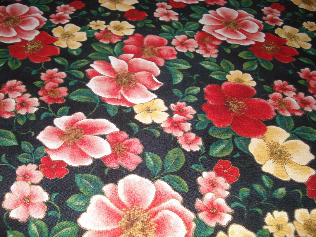 Seattle Bay Fabric/design# Rayc-01/kona Bay/floral Design/gold ...