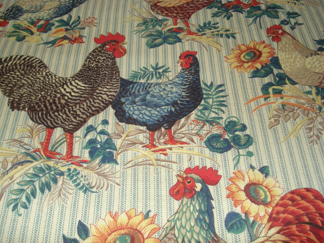 Very Vintage Chicken Fabric/roosters and Hens/one Yard, Seven Inches ...