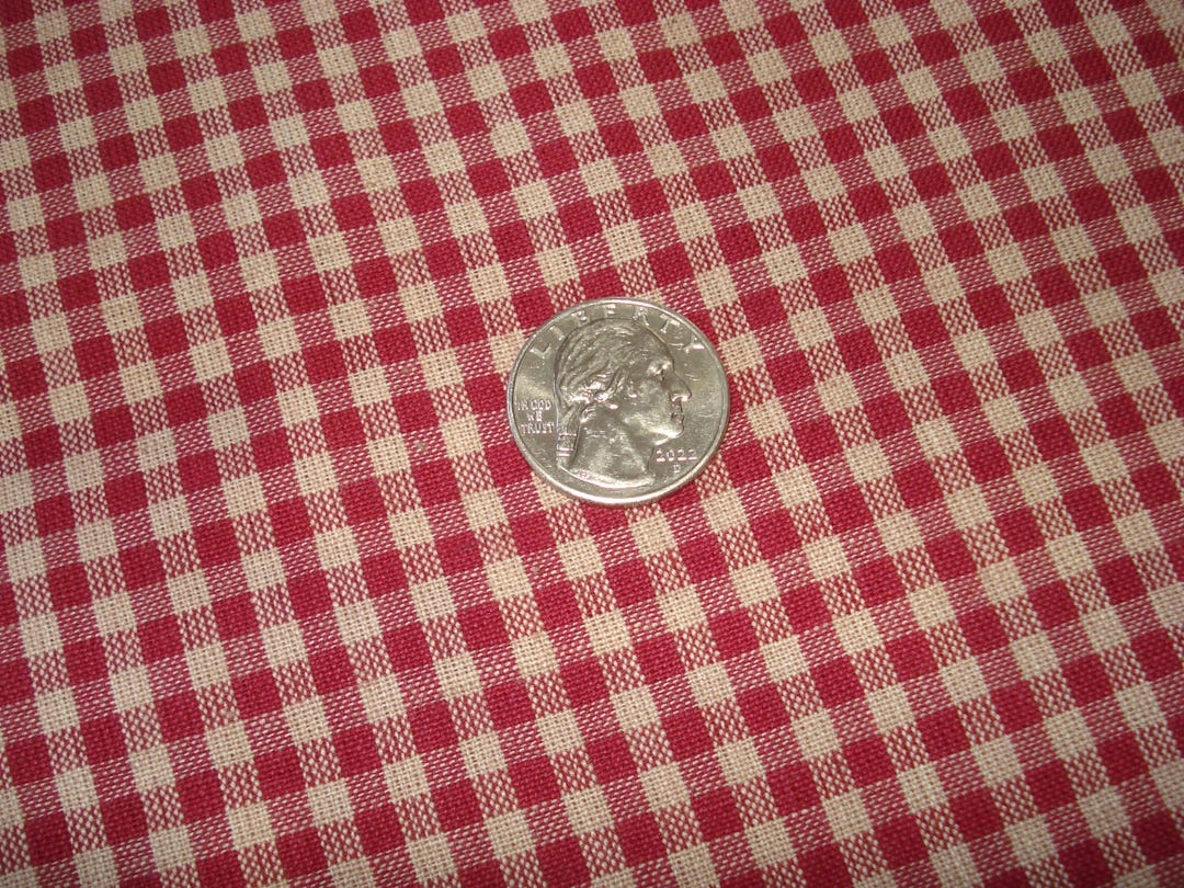 Burgundy and Tan Check Fabric/small Check/vintage/1990's/one Yard ...