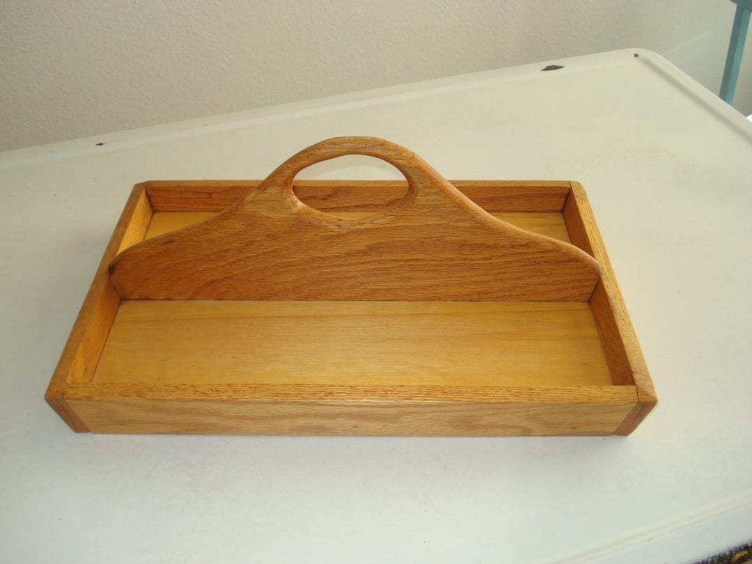 Oak Wood Farmhouse Tote/utensil Caddy/farmhouse Table Centerpiece - Etsy