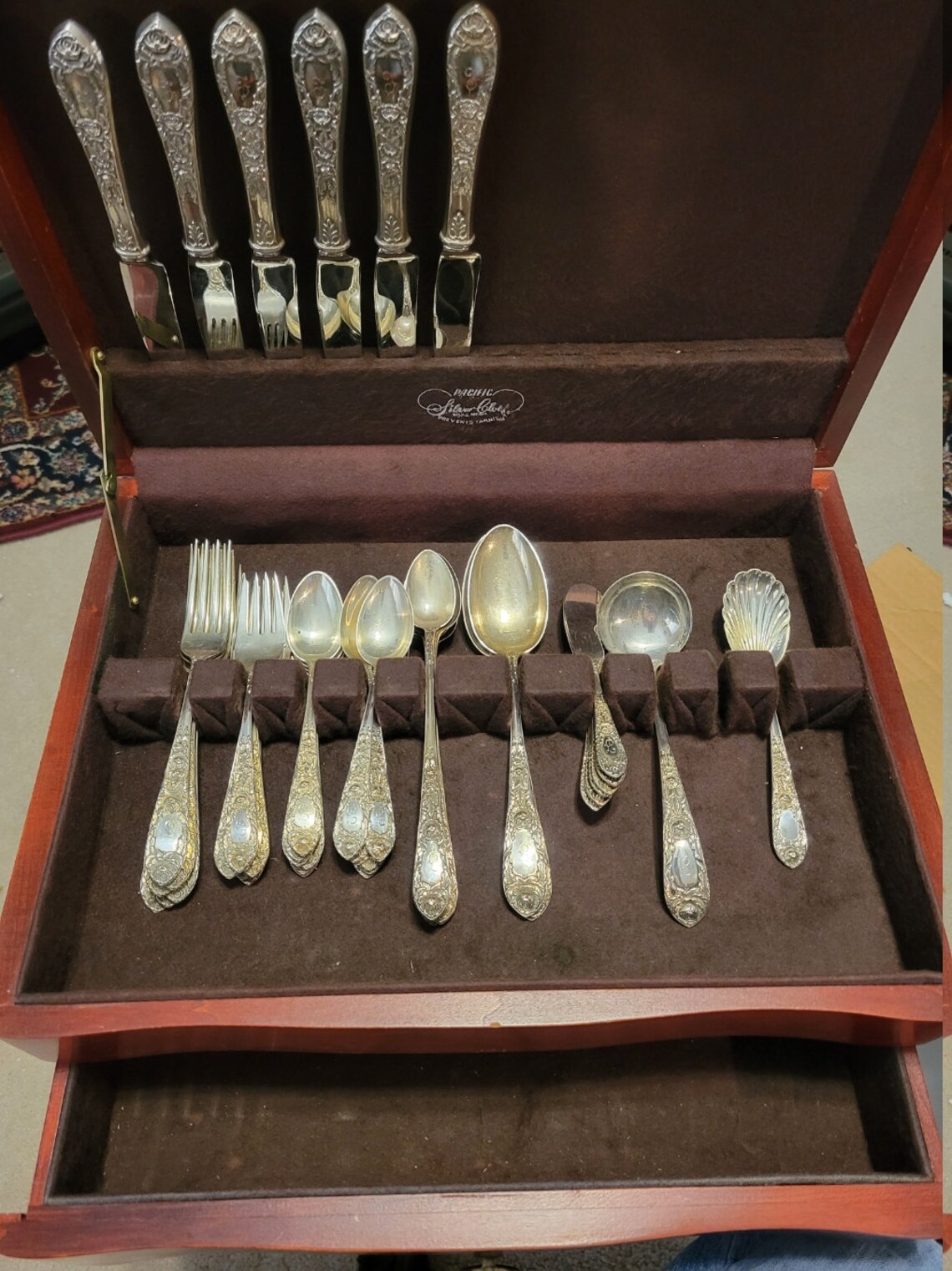 47 Pieces of Kirk Stieff Rose Pattern Sterling W/chest That Can Hold ...