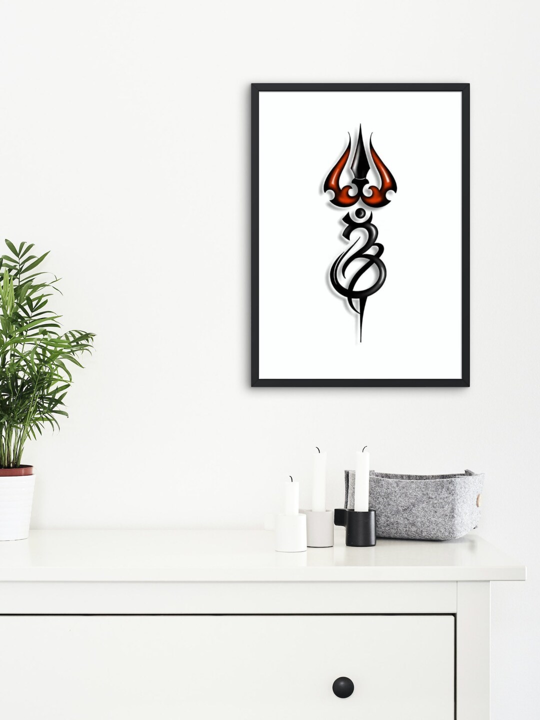 Shiva Trishul OM Art Poster Digital Download, North India Art, South ...