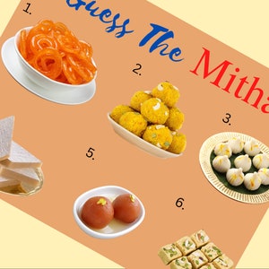 Guess the Mithai Game, Fun Game for Diwali Night, Wedding, Baby Shower ...