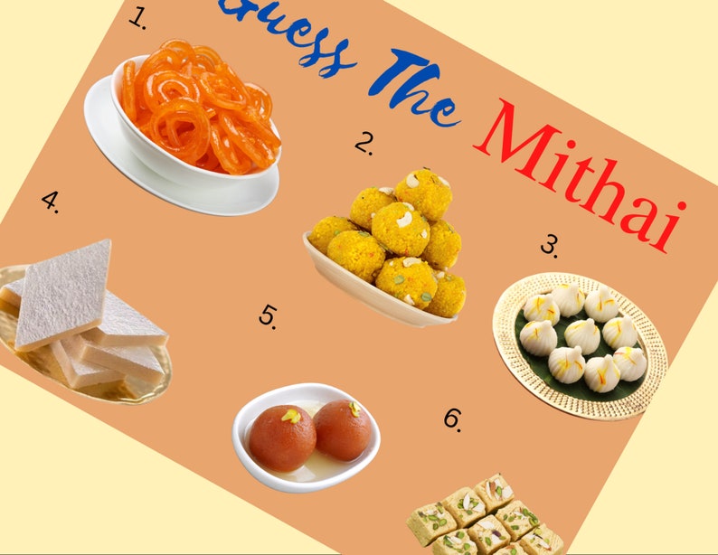 Guess the Mithai Game, Fun Game for Diwali Night, Wedding, Baby Shower ...