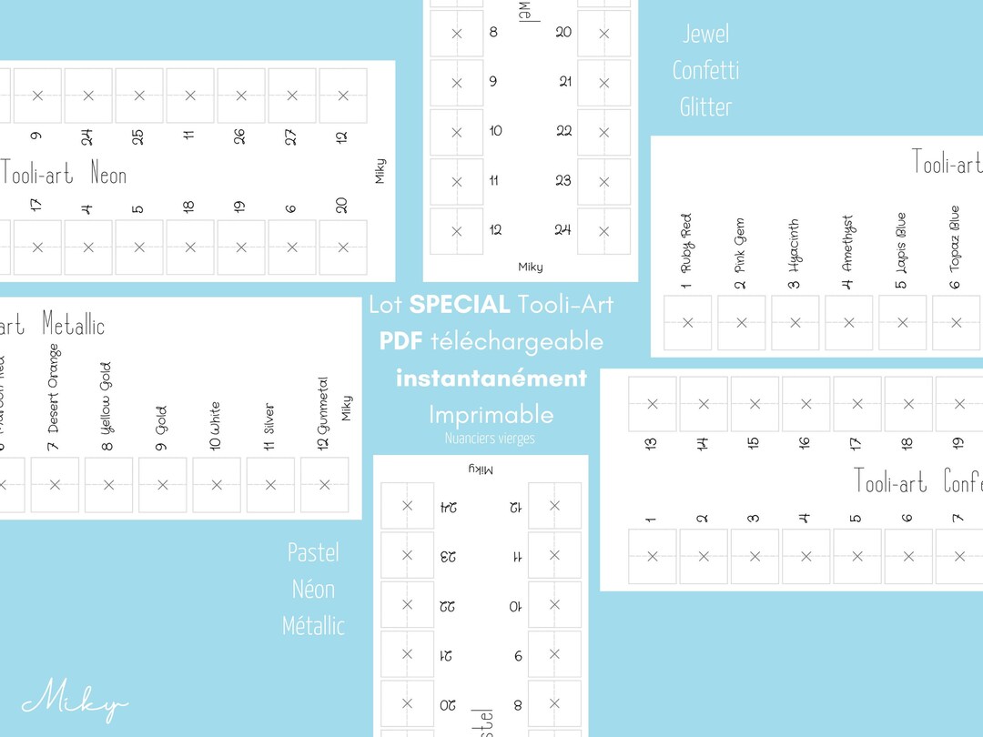 Tooli-art SPECIAL Blank PDF Color Chart Instant Download Printable ...