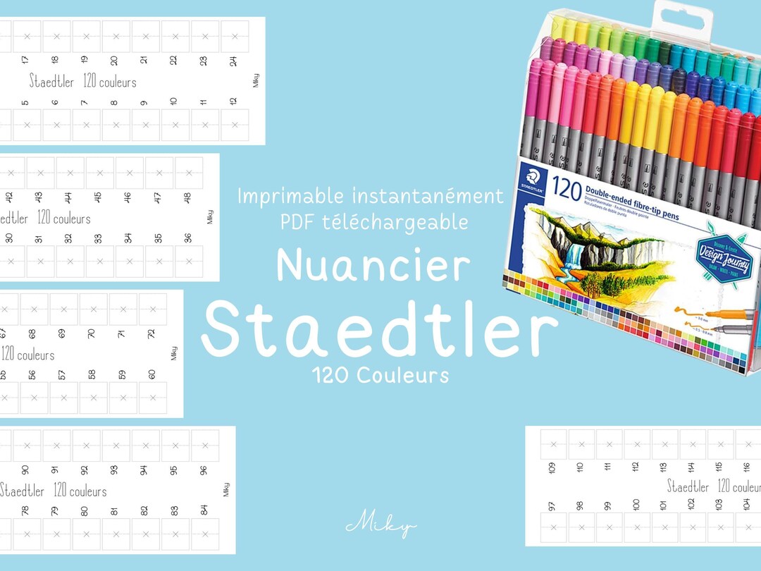 Staedtler 120 Colors Blank PDF Color Chart Instant Download Printable ...