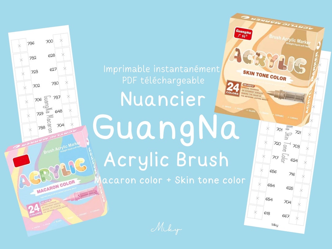 Guangna Acrylic Skin Tone Macaron Blank PDF Color Chart Instant ...