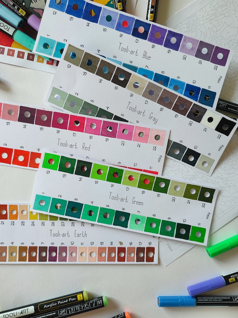 Guangna Acrylic Brush 240 Colors PDF Blank Color Chart | Instant ...