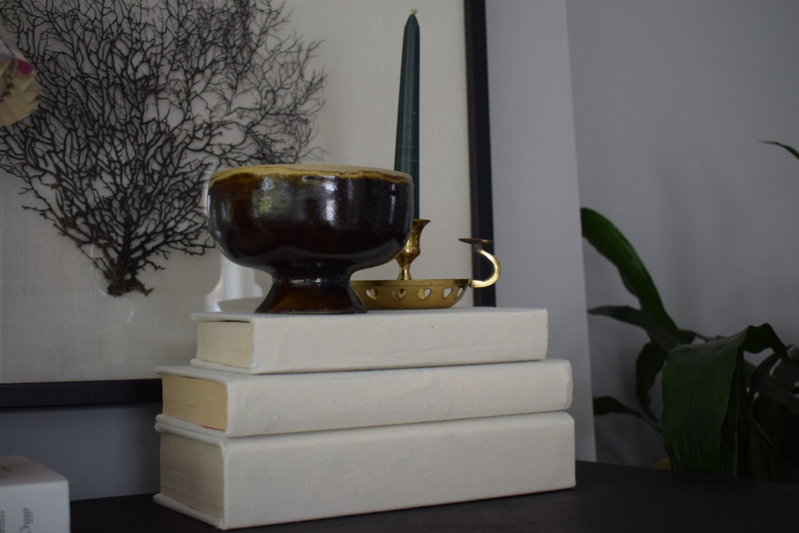 Beige Linen Wrapped Fabric Books, Coffee Table Books Stack, Bookshelf ...