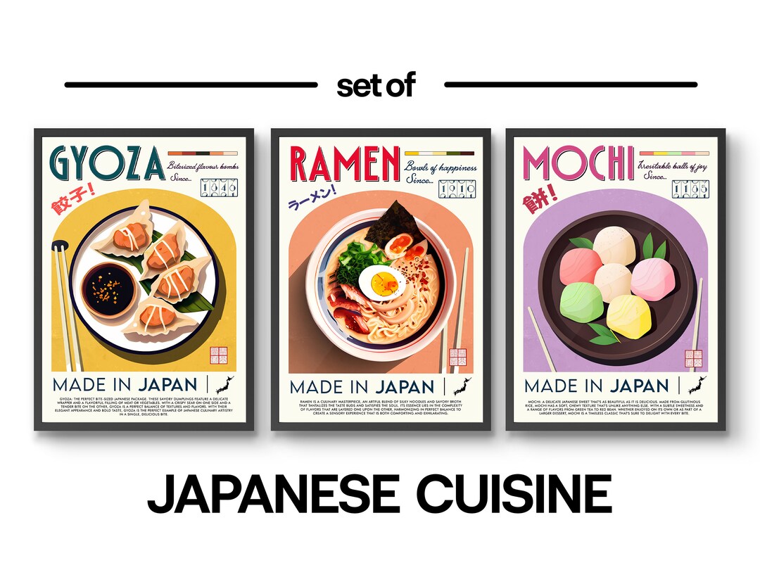 Set of 3 Japanese Cuisine Poster Food Print Gyoza Ramen - Etsy