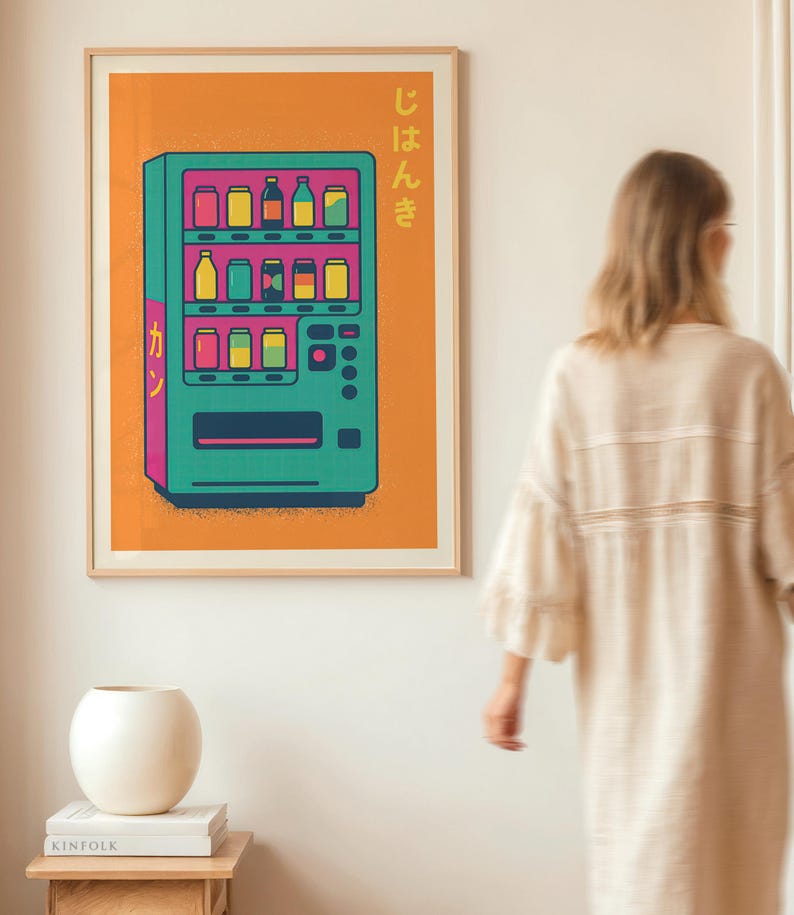 Vending Machine Graphic Illustation Print, Vintage Japanese Poster ...