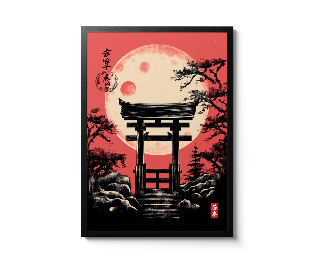 Japanese Shrine Print Poster, Japanese Anime Print, Manga Wall Art ...