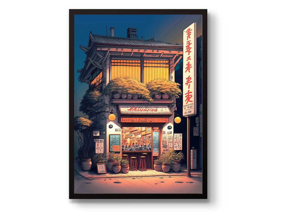Evening at the Ramen Shop Poster, Japanese Anime Print, Ukiyo-e Art ...