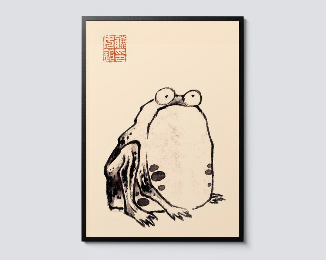 Japanese Frog Illustration, Ito Jakuchu Minimalist Line Art Print ...