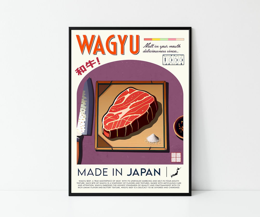 Wagyu Poster, Food Print, Modern Kitchen Decor, Japanese Food, Chef ...