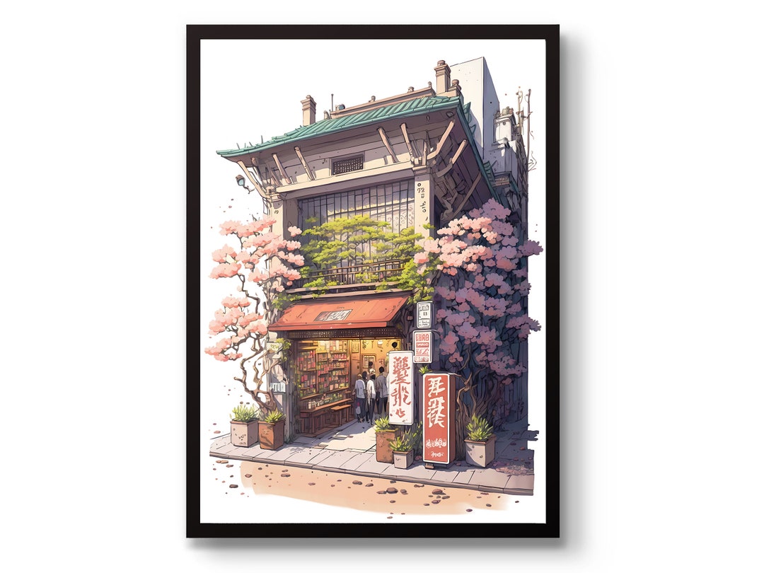 Restaurant in Tokyo Poster, Japanese Anime Print, Ukiyo-e Illustration ...